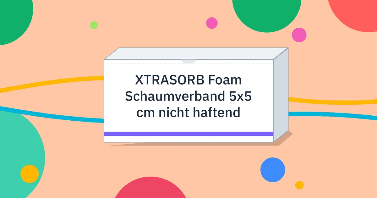 Symbolbild: Packung mit der Aufschrift XTRASORB Foam Schaumverband 5x5 cm nicht haftend (PZN 07645556) – Verfügbarkeit und Bezug in Apotheken in Frankfurt am Main