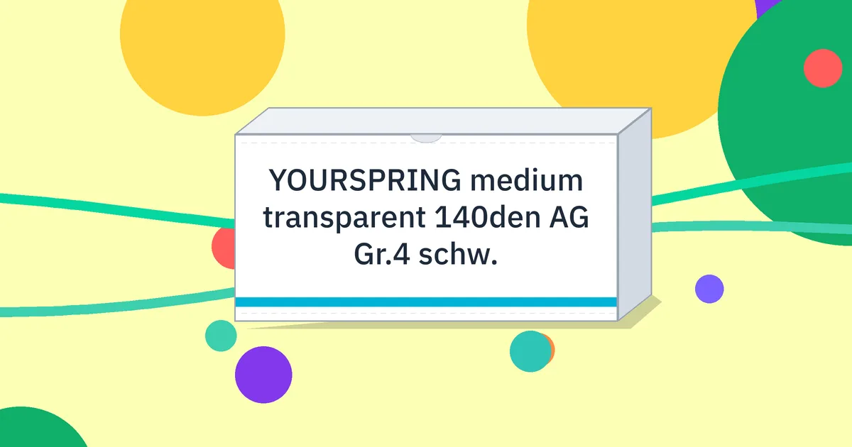 Symbolbild: Packung mit der Aufschrift YOURSPRING medium transparent 140den AG Gr.4 schw. (PZN 18057093) – Verfügbarkeit und Bezug in Apotheken in Frankfurt am Main