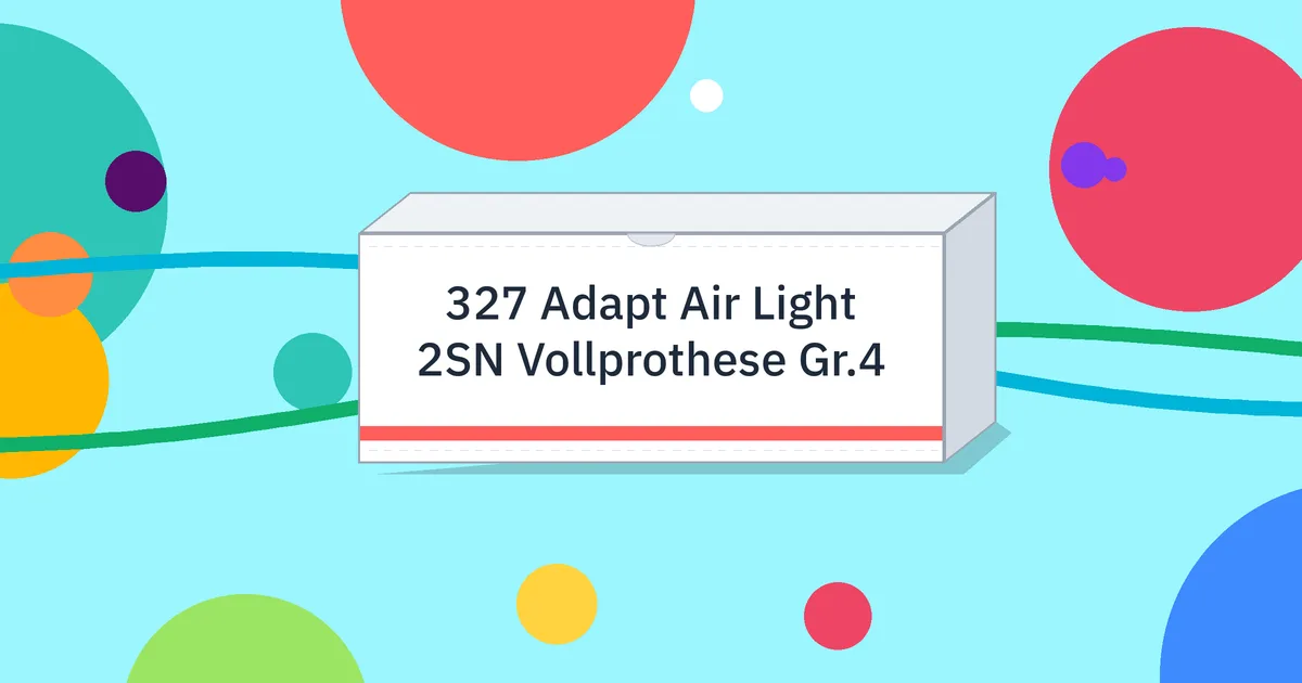 Symbolbild: Packung mit der Aufschrift 327 Adapt Air Light 2SN Vollprothese Gr.4 (PZN 18711724) – Verfügbarkeit und Bezug in Apotheken in Frankfurt am Main