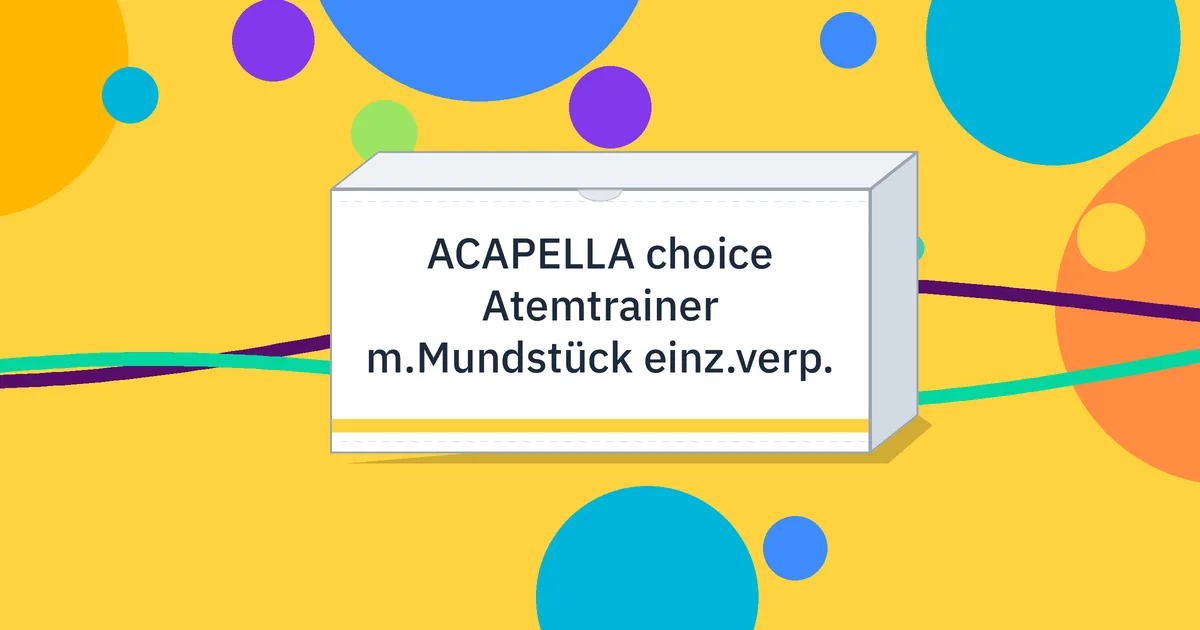 Symbolbild: Packung mit der Aufschrift ACAPELLA choice Atemtrainer m.Mundstück einz.verp. (PZN 12387671) – Verfügbarkeit und Bezug in Apotheken in Frankfurt am Main