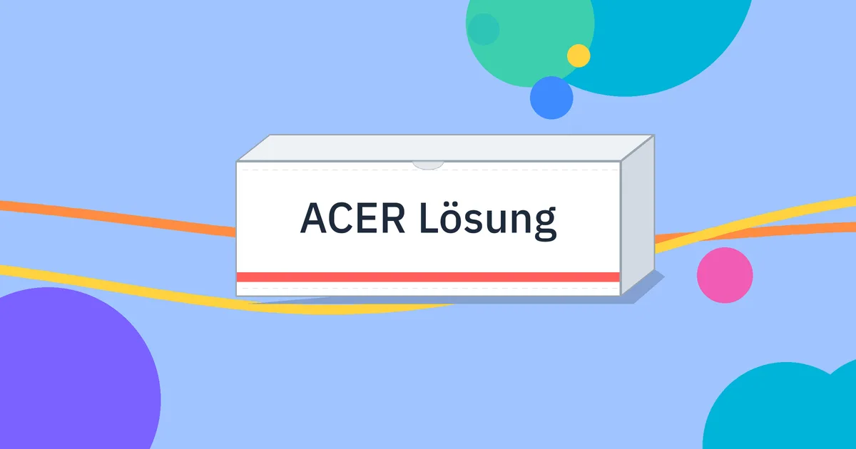Symbolbild: Packung mit der Aufschrift ACER Lösung (PZN 04954848) – Verfügbarkeit und Bezug in Apotheken in Frankfurt am Main