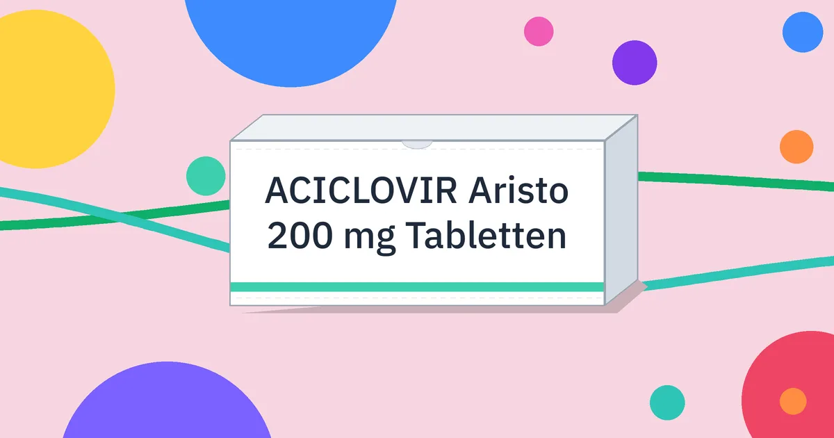 Symbolbild: Packung mit der Aufschrift ACICLOVIR Aristo 200 mg Tabletten (PZN 06434248) – Verfügbarkeit und Bezug in Apotheken in Frankfurt am Main