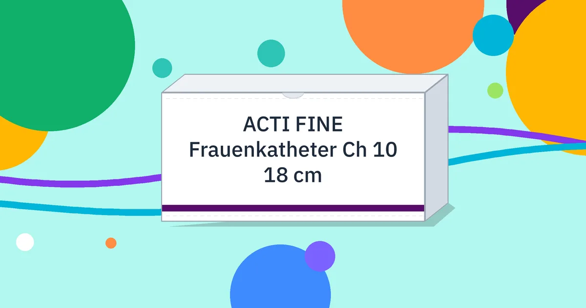 Symbolbild: Packung mit der Aufschrift ACTI FINE Frauenkatheter Ch 10 18 cm (PZN 09616470) – Verfügbarkeit und Bezug in Apotheken in Frankfurt am Main