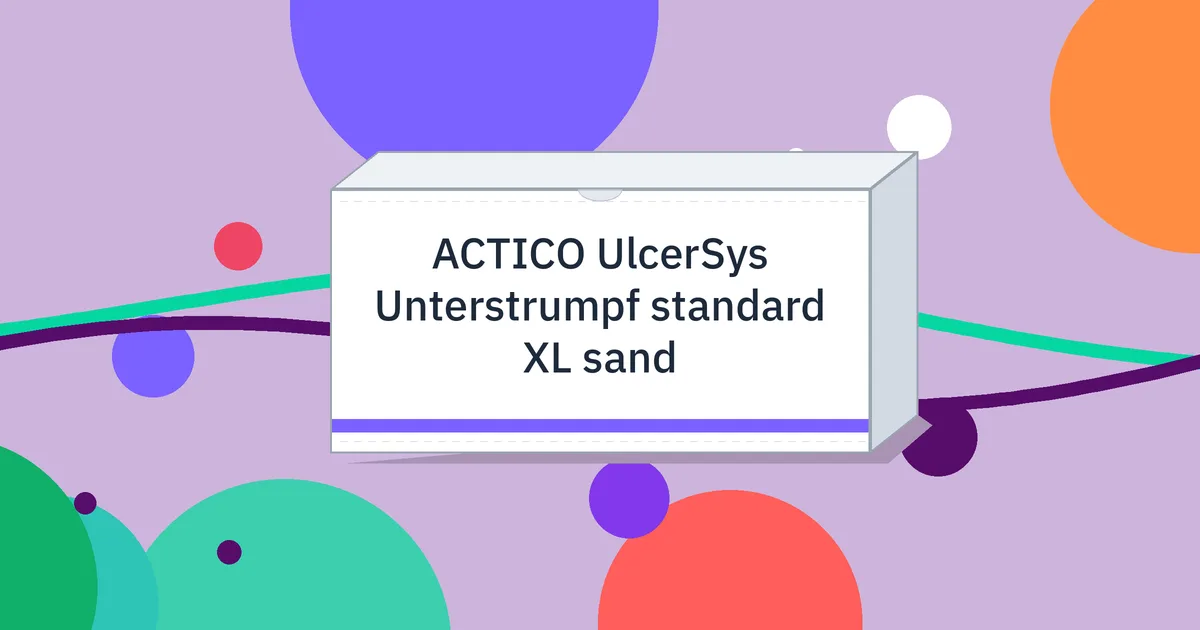 Symbolbild: Packung mit der Aufschrift ACTICO UlcerSys Unterstrumpf standard XL sand (PZN 12544952) – Verfügbarkeit und Bezug in Apotheken in Frankfurt am Main