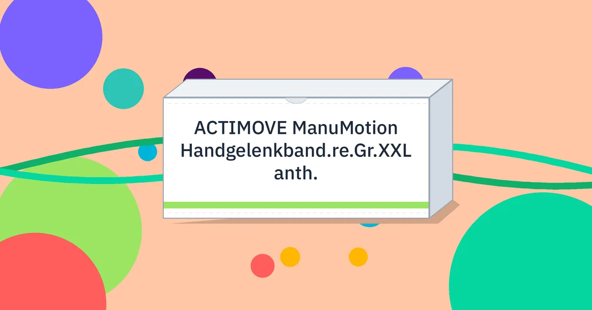 Symbolbild: Packung mit der Aufschrift ACTIMOVE ManuMotion Handgelenkband.re.Gr.XXL anth. (PZN 17948507) – Verfügbarkeit und Bezug in Apotheken in Frankfurt am Main