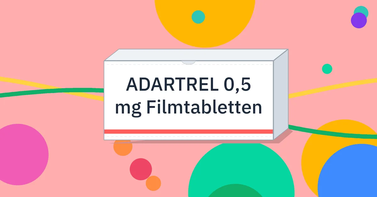Symbolbild: Packung mit der Aufschrift ADARTREL 0,5 mg Filmtabletten (PZN 01604869) – Verfügbarkeit und Bezug in Apotheken in Frankfurt am Main