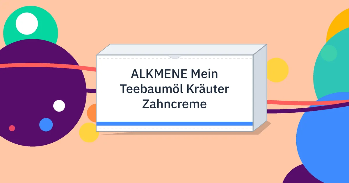 Symbolbild: Packung mit der Aufschrift ALKMENE Mein Teebaumöl Kräuter Zahncreme (PZN 17638675) – Verfügbarkeit und Bezug in Apotheken in Frankfurt am Main