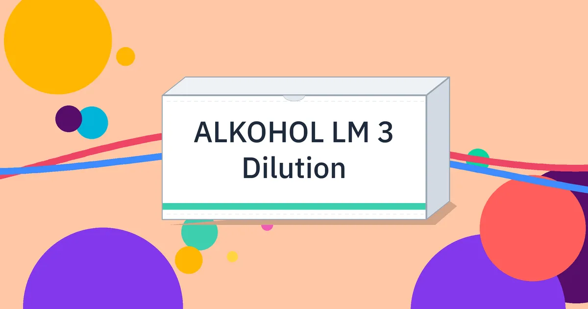 Symbolbild: Packung mit der Aufschrift ALKOHOL LM 3 Dilution (PZN 13310966) – Verfügbarkeit und Bezug in Apotheken in Frankfurt am Main