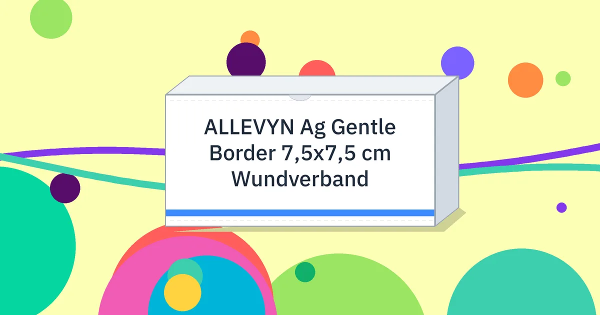 Symbolbild: Packung mit der Aufschrift ALLEVYN Ag Gentle Border 7,5x7,5 cm Wundverband (PZN 18654535) – Verfügbarkeit und Bezug in Apotheken in Frankfurt am Main