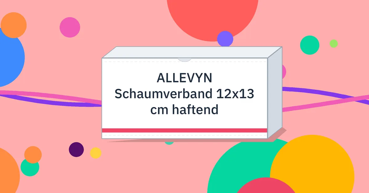 Symbolbild: Packung mit der Aufschrift ALLEVYN Schaumverband 12x13 cm haftend (PZN 17831082) – Verfügbarkeit und Bezug in Apotheken in Frankfurt am Main
