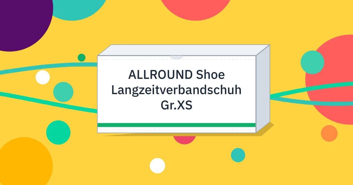Symbolbild: Packung mit der Aufschrift ALLROUND Shoe Langzeitverbandschuh Gr.XS (PZN 13712618) – Verfügbarkeit und Bezug in Apotheken in Frankfurt am Main