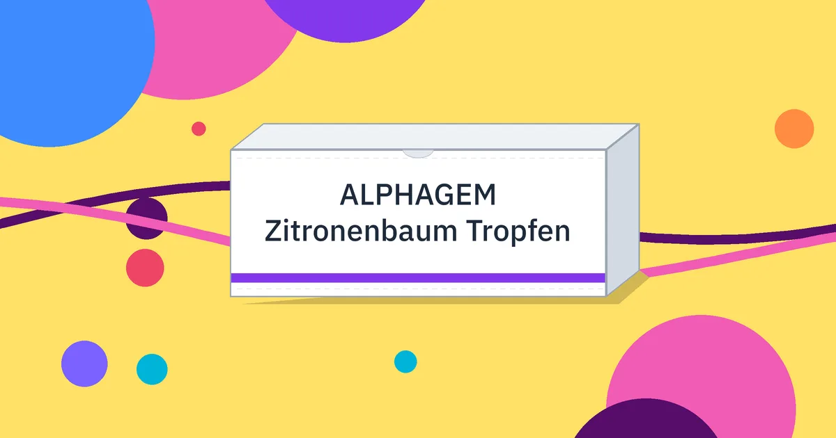 Symbolbild: Packung mit der Aufschrift ALPHAGEM Zitronenbaum Tropfen (PZN 20297597) – Verfügbarkeit und Bezug in Apotheken in Frankfurt am Main
