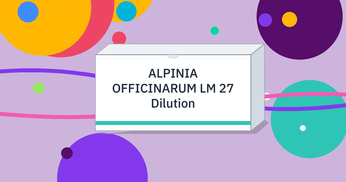 Symbolbild: Packung mit der Aufschrift ALPINIA OFFICINARUM LM 27 Dilution (PZN 13314036) – Verfügbarkeit und Bezug in Apotheken in Frankfurt am Main