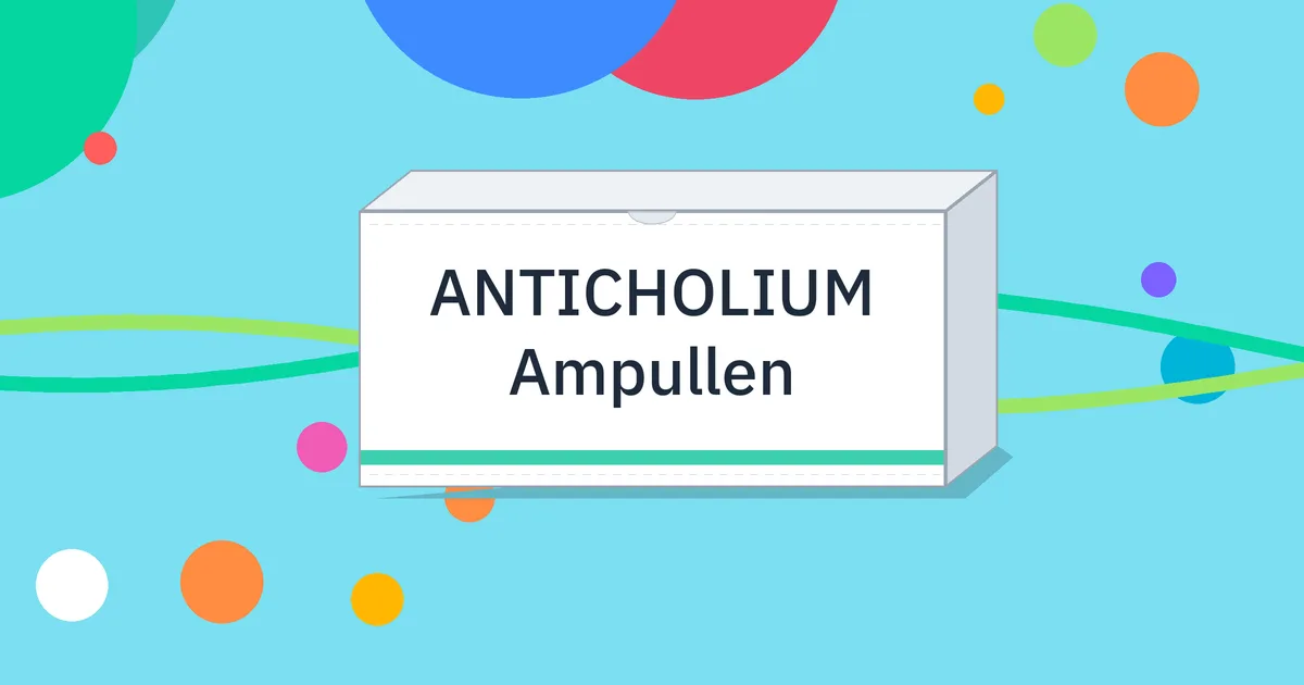 Symbolbild: Packung mit der Aufschrift ANTICHOLIUM Ampullen (PZN 02398142) – Verfügbarkeit und Bezug in Apotheken in Frankfurt am Main