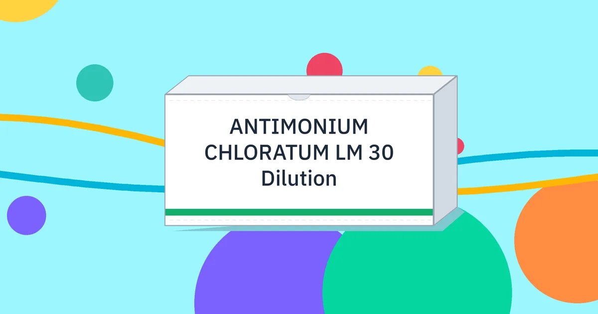 Symbolbild: Packung mit der Aufschrift ANTIMONIUM CHLORATUM LM 30 Dilution (PZN 13372909) – Verfügbarkeit und Bezug in Apotheken in Frankfurt am Main