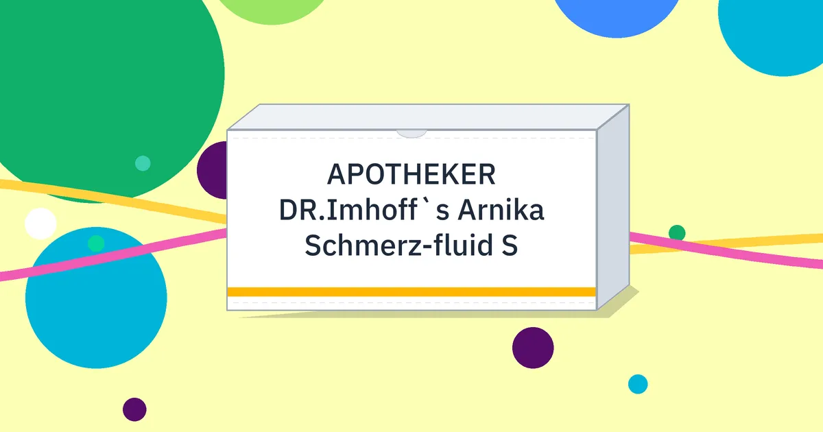 Symbolbild: Packung mit der Aufschrift APOTHEKER DR.Imhoff`s Arnika Schmerz-fluid S (PZN 10414659) – Verfügbarkeit und Bezug in Apotheken in Frankfurt am Main