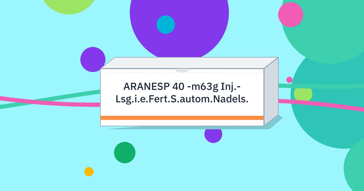 Symbolbild: Packung mit der Aufschrift ARANESP 40 -m63g Inj.-Lsg.i.e.Fert.S.autom.Nadels. (PZN 07645763) – Verfügbarkeit und Bezug in Apotheken in Frankfurt am Main