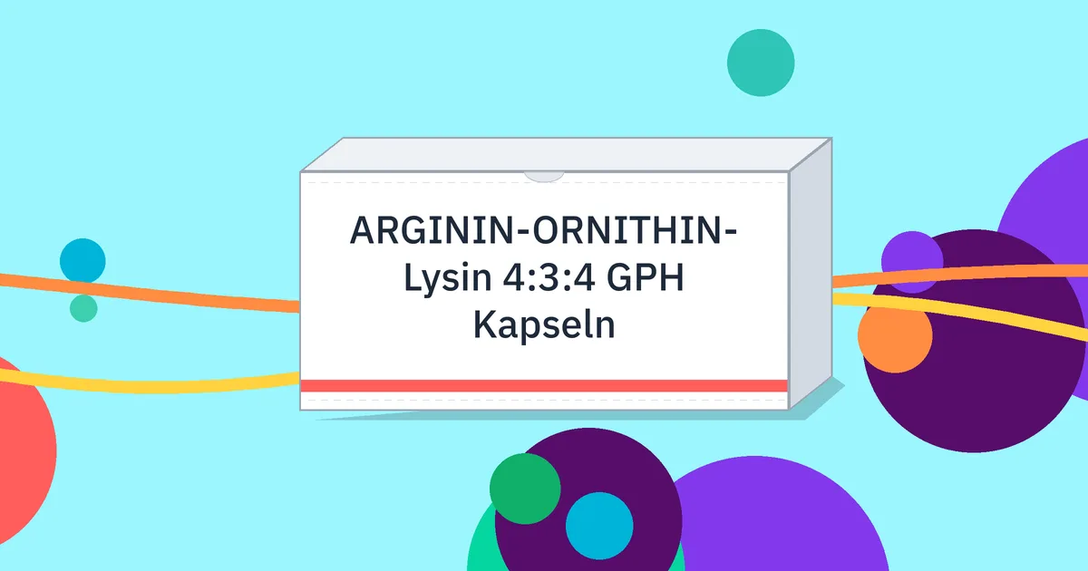 Symbolbild: Packung mit der Aufschrift ARGININ-ORNITHIN-Lysin 4:3:4 GPH Kapseln (PZN 00129047) – Verfügbarkeit und Bezug in Apotheken in Frankfurt am Main