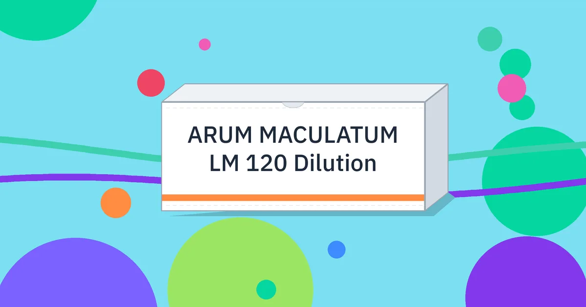 Symbolbild: Packung mit der Aufschrift ARUM MACULATUM LM 120 Dilution (PZN 13396956) – Verfügbarkeit und Bezug in Apotheken in Frankfurt am Main