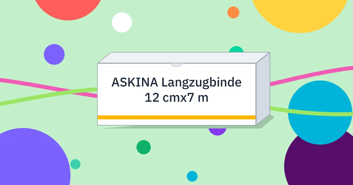 Symbolbild: Packung mit der Aufschrift ASKINA Langzugbinde 12 cmx7 m (PZN 12735540) – Verfügbarkeit und Bezug in Apotheken in Frankfurt am Main