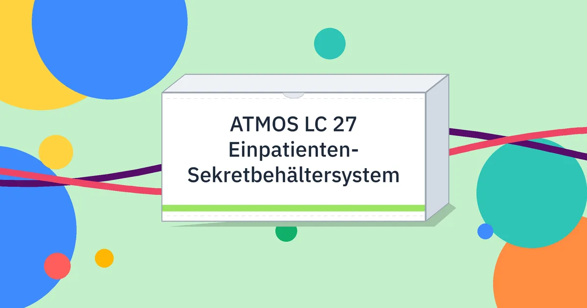 Symbolbild: Packung mit der Aufschrift ATMOS LC 27 Einpatienten-Sekretbehältersystem (PZN 16740472) – Verfügbarkeit und Bezug in Apotheken in Frankfurt am Main