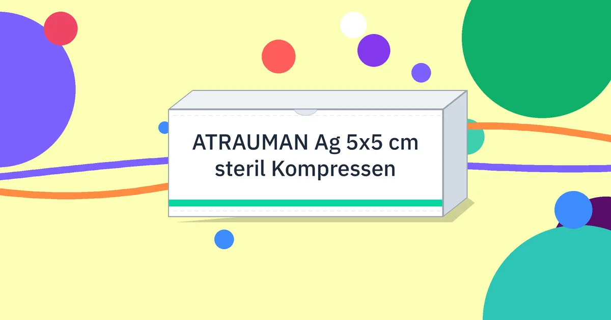 Symbolbild: Packung mit der Aufschrift ATRAUMAN Ag 5x5 cm steril Kompressen (PZN 11299344) – Verfügbarkeit und Bezug in Apotheken in Frankfurt am Main