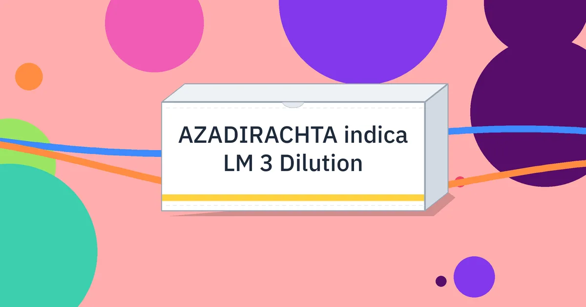 Symbolbild: Packung mit der Aufschrift AZADIRACHTA indica LM 3 Dilution (PZN 13374618) – Verfügbarkeit und Bezug in Apotheken in Frankfurt am Main