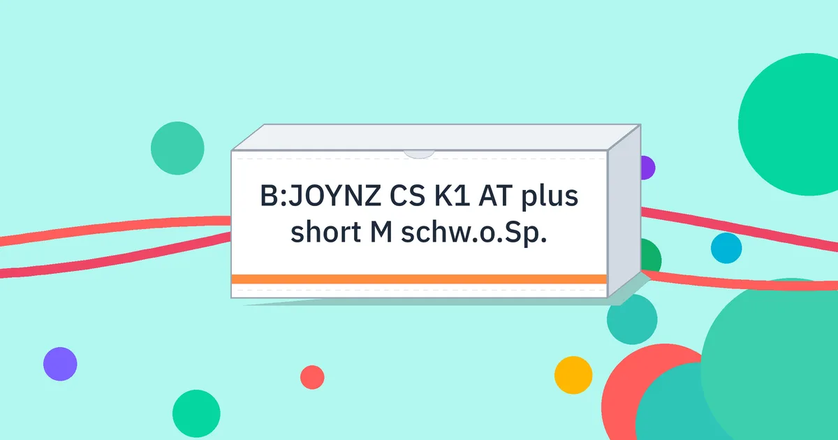 Symbolbild: Packung mit der Aufschrift B:JOYNZ CS K1 AT plus short M schw.o.Sp. (PZN 20537481) – Verfügbarkeit und Bezug in Apotheken in Frankfurt am Main