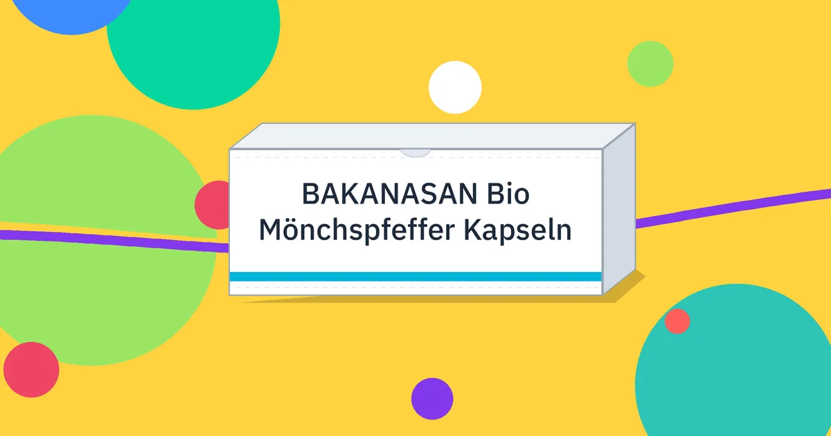 Symbolbild: Packung mit der Aufschrift BAKANASAN Bio Mönchspfeffer Kapseln (PZN 17437439) – Verfügbarkeit und Bezug in Apotheken in Frankfurt am Main