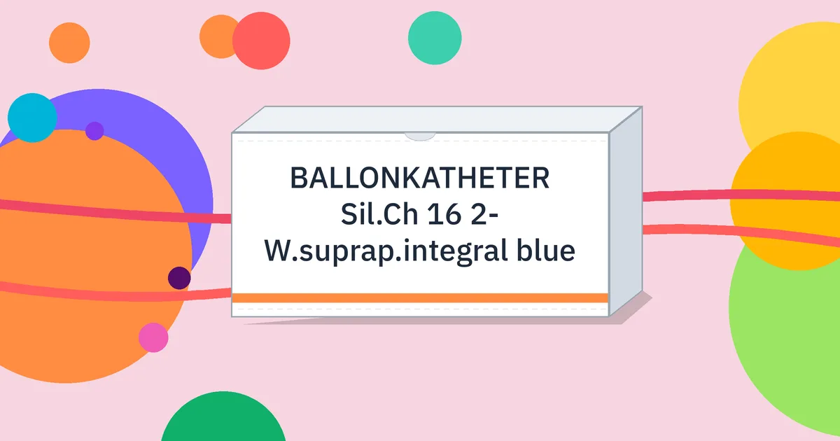 Symbolbild: Packung mit der Aufschrift BALLONKATHETER Sil.Ch 16 2-W.suprap.integral blue (PZN 14350502) – Verfügbarkeit und Bezug in Apotheken in Frankfurt am Main