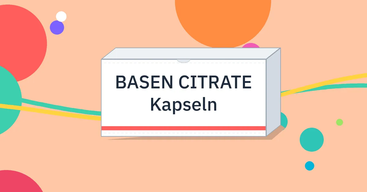 Symbolbild: Packung mit der Aufschrift BASEN CITRATE Kapseln (PZN 06606962) – Verfügbarkeit und Bezug in Apotheken in Frankfurt am Main