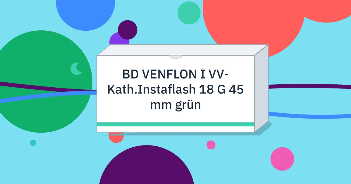 Symbolbild: Packung mit der Aufschrift BD VENFLON I VV-Kath.Instaflash 18 G 45 mm grün (PZN 20274001) – Verfügbarkeit und Bezug in Apotheken in Frankfurt am Main