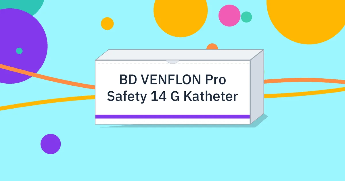 Symbolbild: Packung mit der Aufschrift BD VENFLON Pro Safety 14 G Katheter (PZN 11124053) – Verfügbarkeit und Bezug in Apotheken in Frankfurt am Main