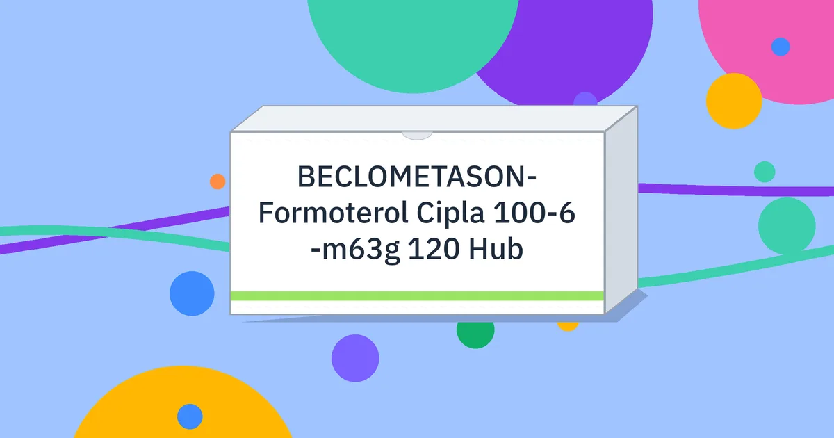 Symbolbild: Packung mit der Aufschrift BECLOMETASON-Formoterol Cipla 100-6 -m63g 120 Hub (PZN 19196394) – Verfügbarkeit und Bezug in Apotheken in Frankfurt am Main