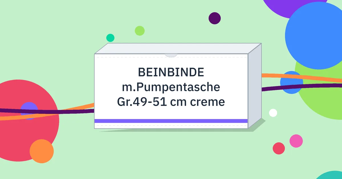 Symbolbild: Packung mit der Aufschrift BEINBINDE m.Pumpentasche Gr.49-51 cm creme (PZN 12461120) – Verfügbarkeit und Bezug in Apotheken in Frankfurt am Main