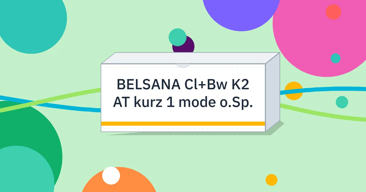 Symbolbild: Packung mit der Aufschrift BELSANA Cl+Bw K2 AT kurz 1 mode o.Sp. (PZN 12249087) – Verfügbarkeit und Bezug in Apotheken in Frankfurt am Main