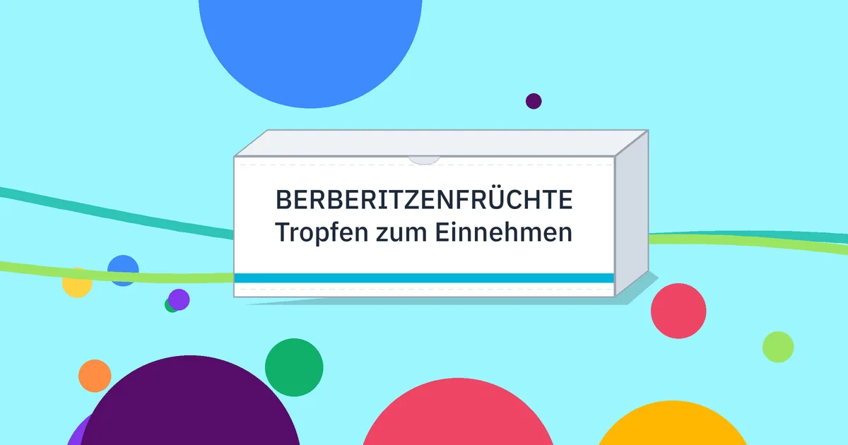 Symbolbild: Packung mit der Aufschrift BERBERITZENFRÜCHTE Tropfen zum Einnehmen (PZN 11602009) – Verfügbarkeit und Bezug in Apotheken in Frankfurt am Main