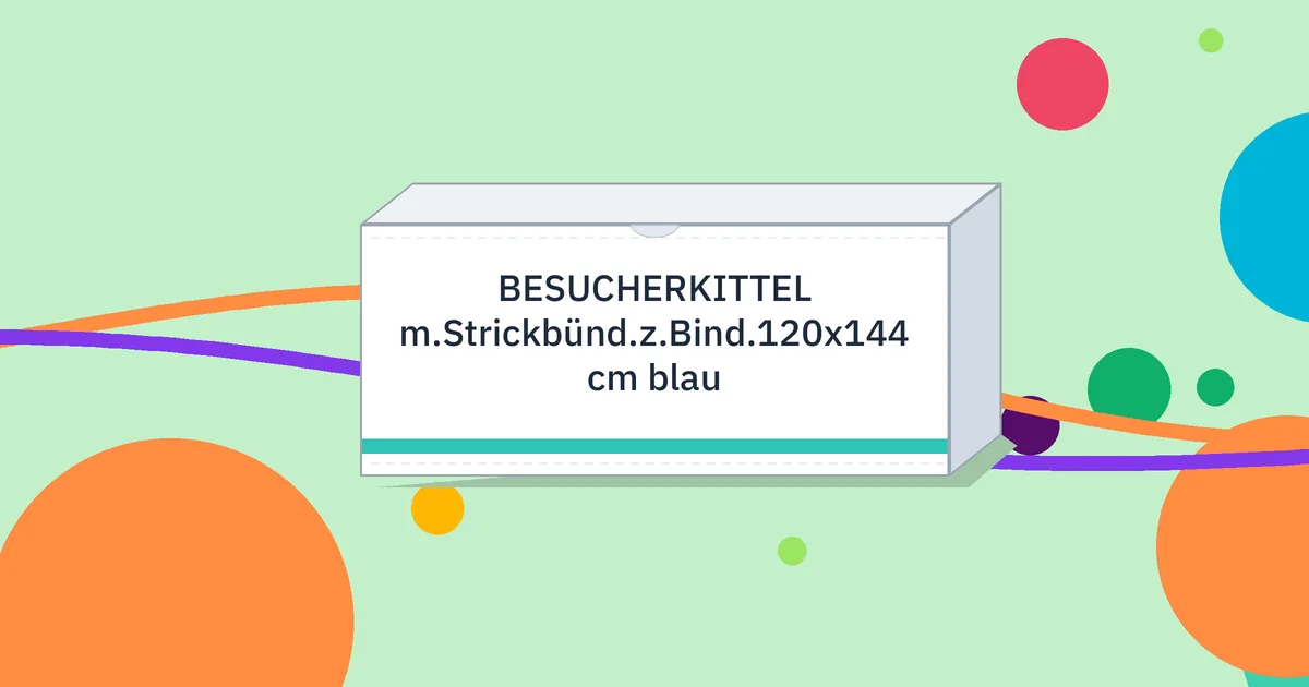 Symbolbild: Packung mit der Aufschrift BESUCHERKITTEL m.Strickbünd.z.Bind.120x144 cm blau (PZN 02708832) – Verfügbarkeit und Bezug in Apotheken in Frankfurt am Main
