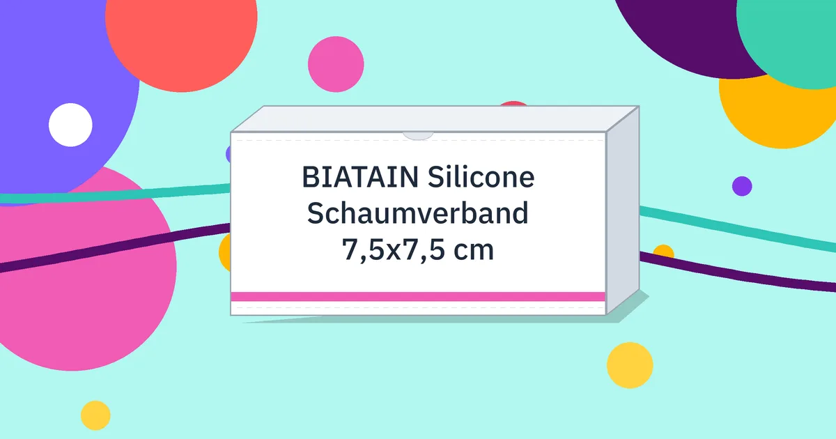 Symbolbild: Packung mit der Aufschrift BIATAIN Silicone Schaumverband 7,5x7,5 cm (PZN 18125512) – Verfügbarkeit und Bezug in Apotheken in Frankfurt am Main