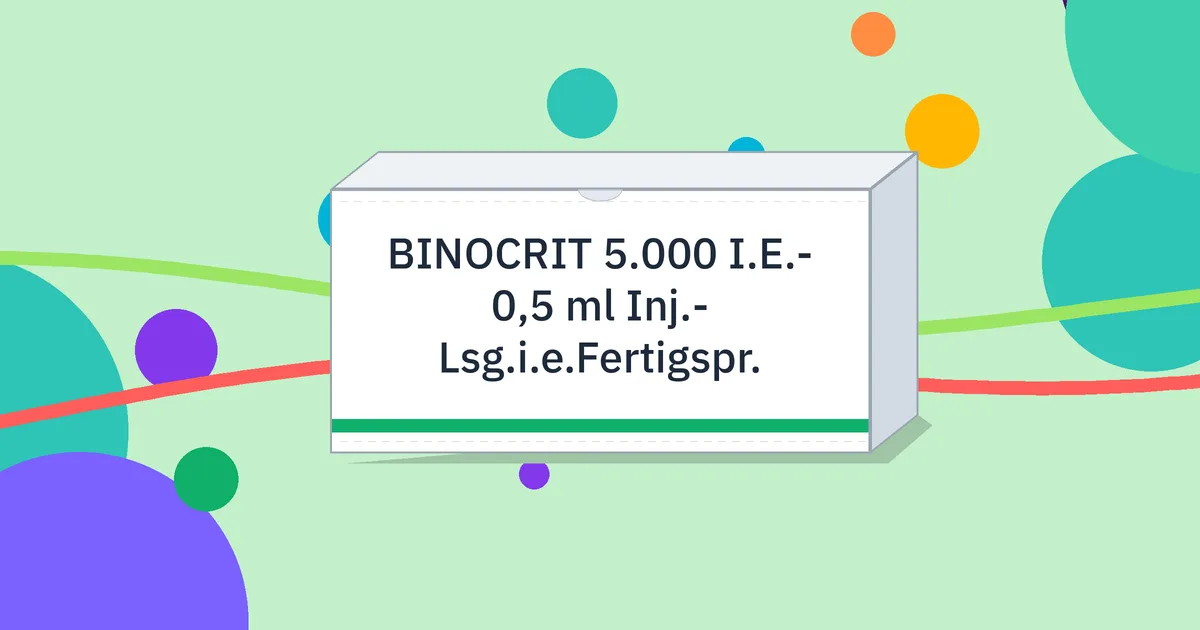 Symbolbild: Packung mit der Aufschrift BINOCRIT 5.000 I.E.-0,5 ml Inj.-Lsg.i.e.Fertigspr. (PZN 01972774) – Verfügbarkeit und Bezug in Apotheken in Frankfurt am Main