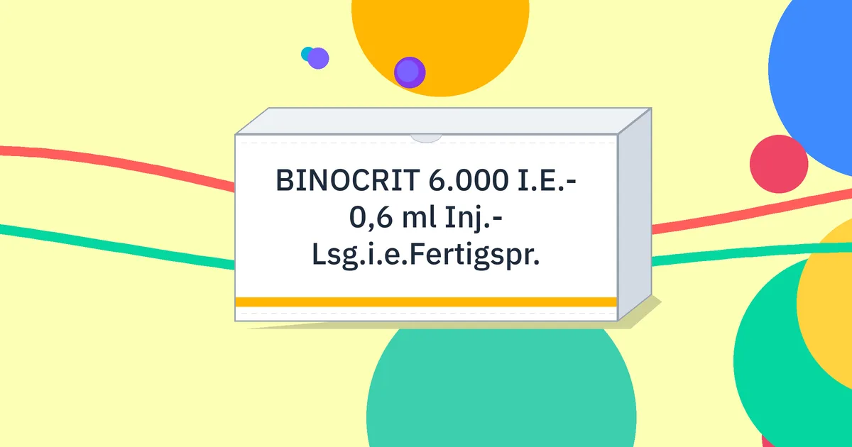 Symbolbild: Packung mit der Aufschrift BINOCRIT 6.000 I.E.-0,6 ml Inj.-Lsg.i.e.Fertigspr. (PZN 16825576) – Verfügbarkeit und Bezug in Apotheken in Frankfurt am Main