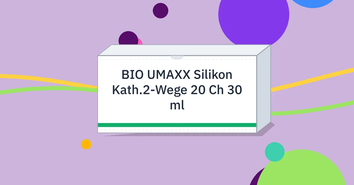 Symbolbild: Packung mit der Aufschrift BIO UMAXX Silikon Kath.2-Wege 20 Ch 30 ml (PZN 05101734) – Verfügbarkeit und Bezug in Apotheken in Frankfurt am Main