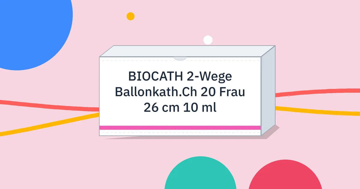 Symbolbild: Packung mit der Aufschrift BIOCATH 2-Wege Ballonkath.Ch 20 Frau 26 cm 10 ml (PZN 06902063) – Verfügbarkeit und Bezug in Apotheken in Frankfurt am Main