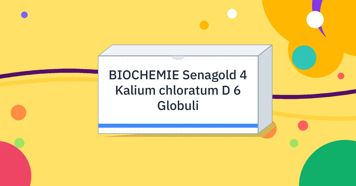 Symbolbild: Packung mit der Aufschrift BIOCHEMIE Senagold 4 Kalium chloratum D 6 Globuli (PZN 06827663) – Verfügbarkeit und Bezug in Apotheken in Frankfurt am Main