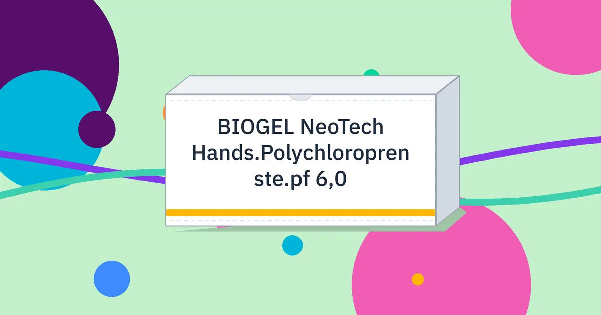 Symbolbild: Packung mit der Aufschrift BIOGEL NeoTech Hands.Polychloropren ste.pf 6,0 (PZN 20867008) – Verfügbarkeit und Bezug in Apotheken in Frankfurt am Main