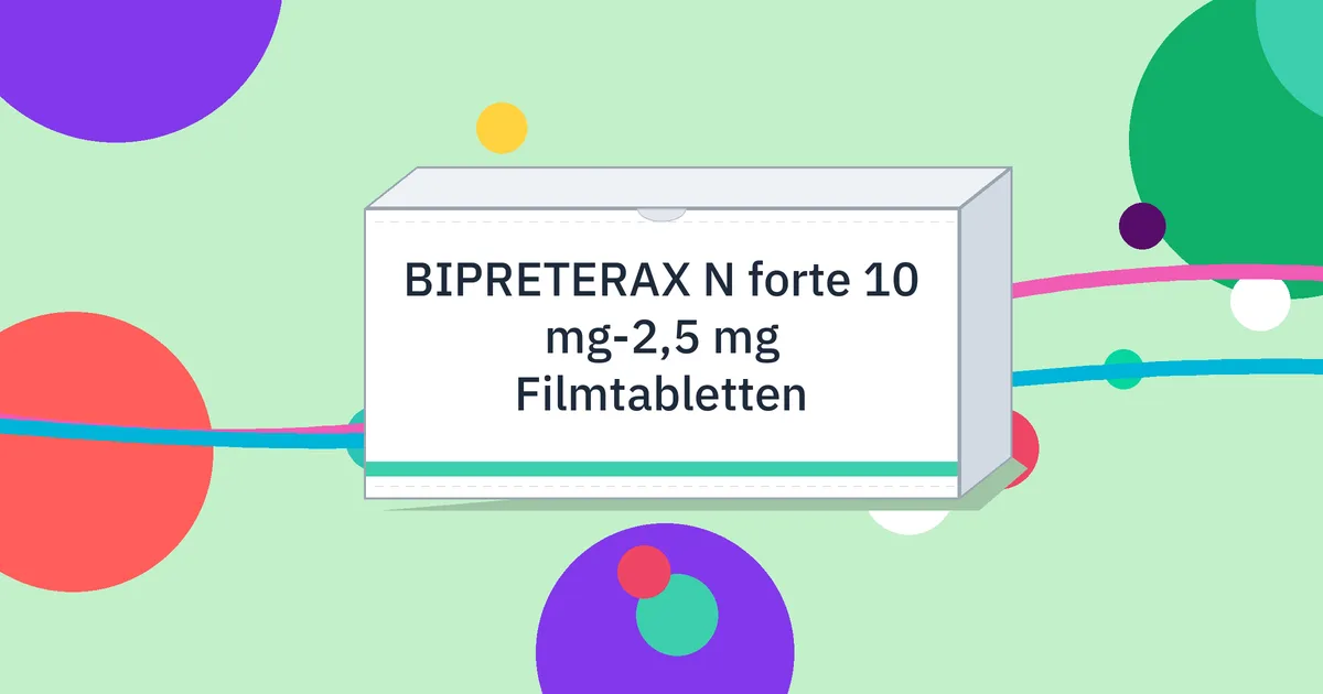 Symbolbild: Packung mit der Aufschrift BIPRETERAX N forte 10 mg-2,5 mg Filmtabletten (PZN 18325346) – Verfügbarkeit und Bezug in Apotheken in Frankfurt am Main