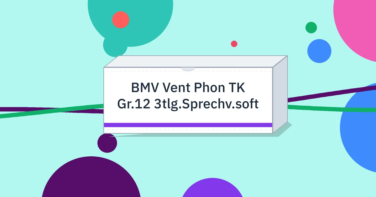Symbolbild: Packung mit der Aufschrift BMV Vent Phon TK Gr.12 3tlg.Sprechv.soft (PZN 18385839) – Verfügbarkeit und Bezug in Apotheken in Frankfurt am Main