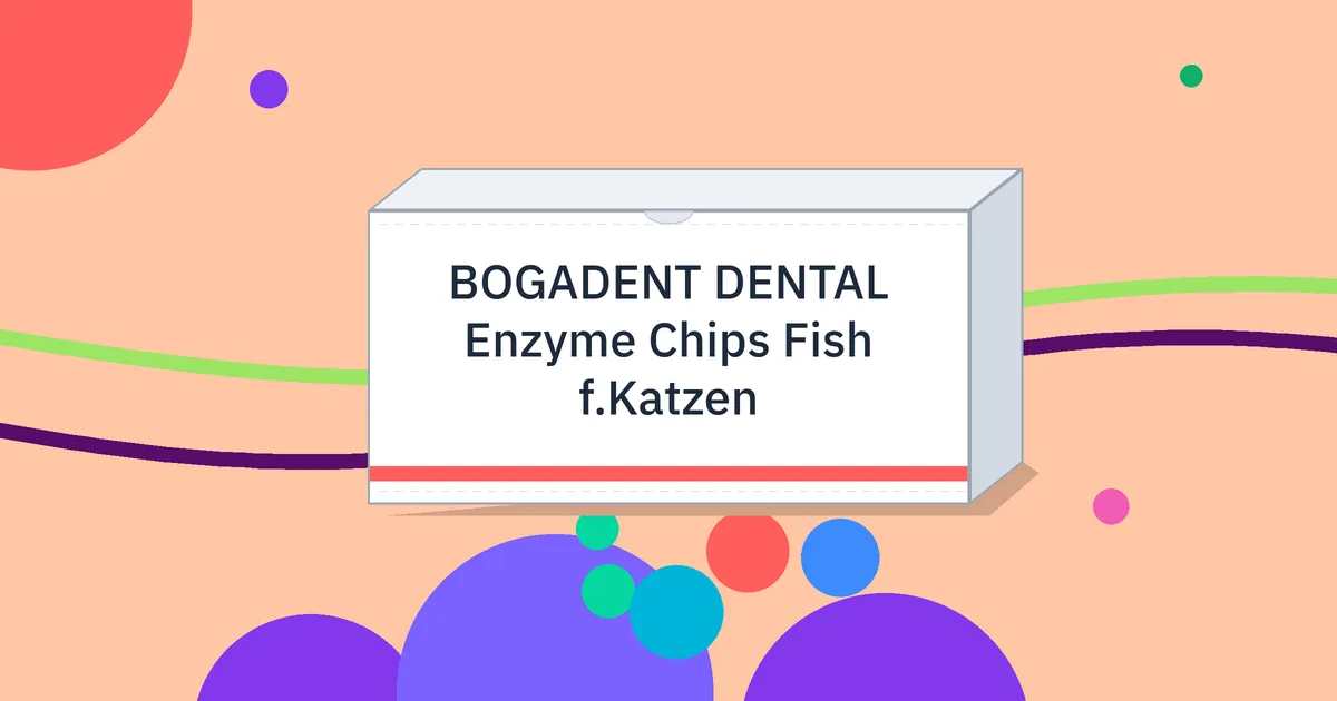 Symbolbild: Packung mit der Aufschrift BOGADENT DENTAL Enzyme Chips Fish f.Katzen (PZN 11678277) – Verfügbarkeit und Bezug in Apotheken in Frankfurt am Main