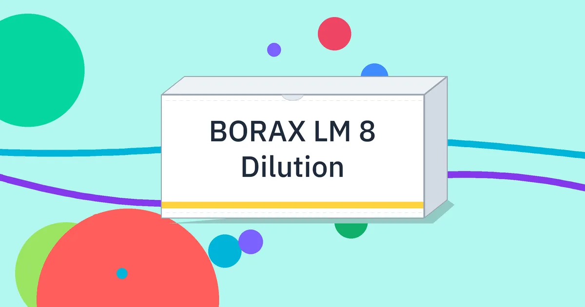 Symbolbild: Packung mit der Aufschrift BORAX LM 8 Dilution (PZN 12796062) – Verfügbarkeit und Bezug in Apotheken in Frankfurt am Main