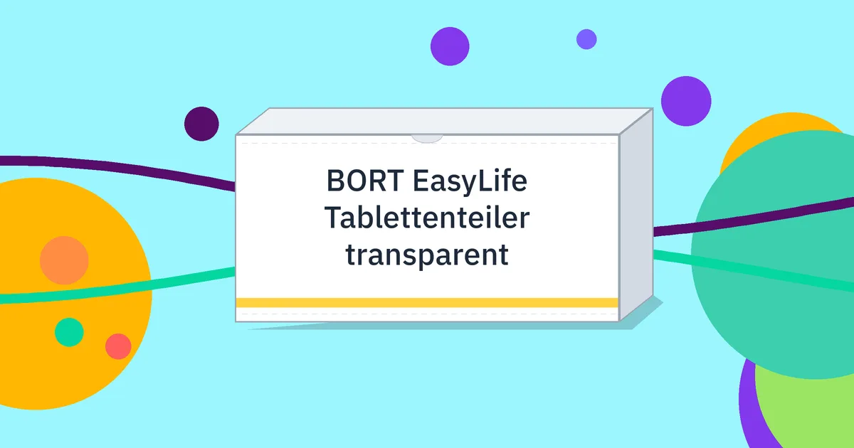 Symbolbild: Packung mit der Aufschrift BORT EasyLife Tablettenteiler transparent (PZN 01512920) – Verfügbarkeit und Bezug in Apotheken in Frankfurt am Main